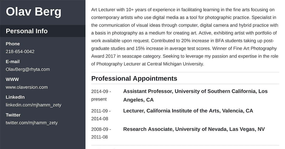 Cv For Job Examples - Birthday Letter