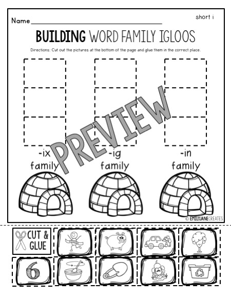 Emily Jane Creates: JANUARY NO PREP KINDERGARTEN PACKET-OVER 100 PAGES!