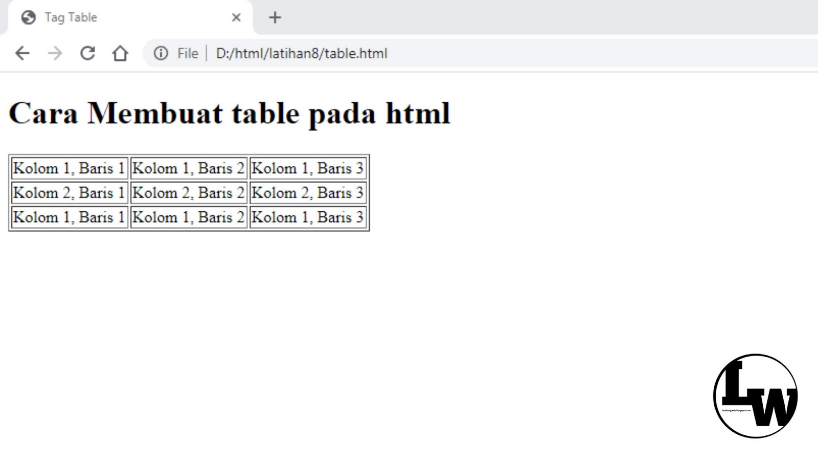 11. Cara Membuat Table Pada HTML | Tutorial Membuat Website Bagi Pemula