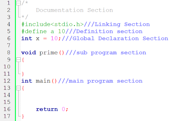 Major Parts of a C program with proper example ~ Smart Education