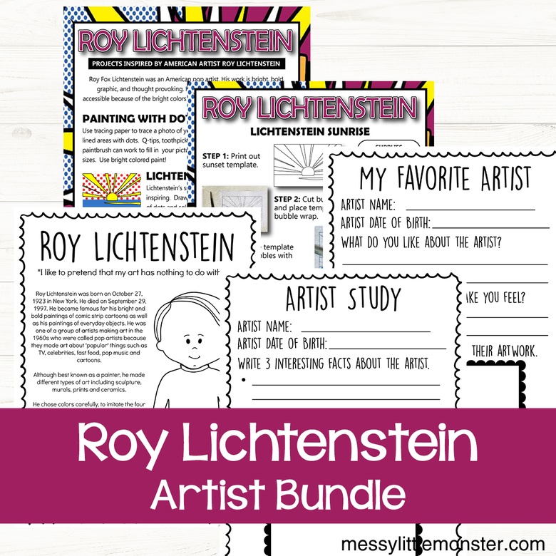 Roy Lichtenstein Pop Art for Kids - Sunrise Template Included! - Messy ...