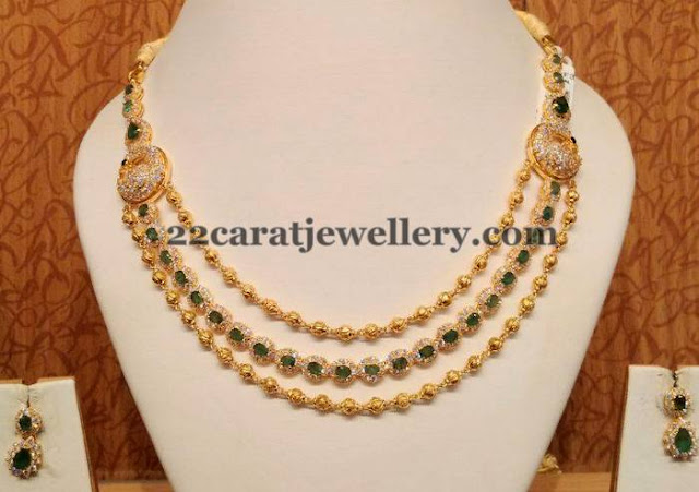 Step Neck Set with Baby Peacocks - Jewellery Designs