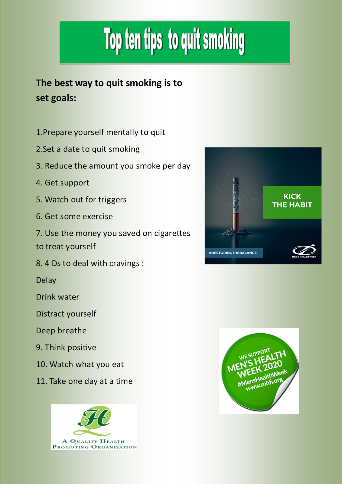 Men's Health Week 2020 - Top ten tips to quit smoking - Sligo Community ...