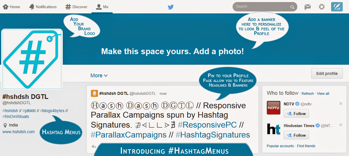 How to Create Twitter Profile Website with Hashtag Menus?
