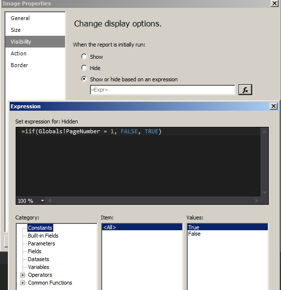 iBorn2Code: SSRS Report - Showing Header objects only on First Page
