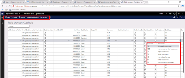 How to browse table in dynamics 365?