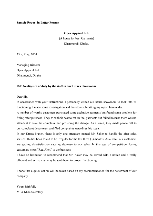 Formal Letter Format Report - Birthday Letter