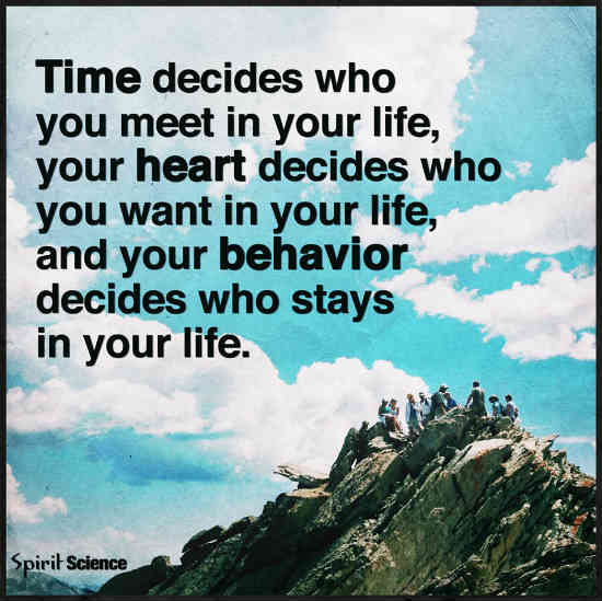 Time Decides who you meet in your life, Your behavior decides who stays ...