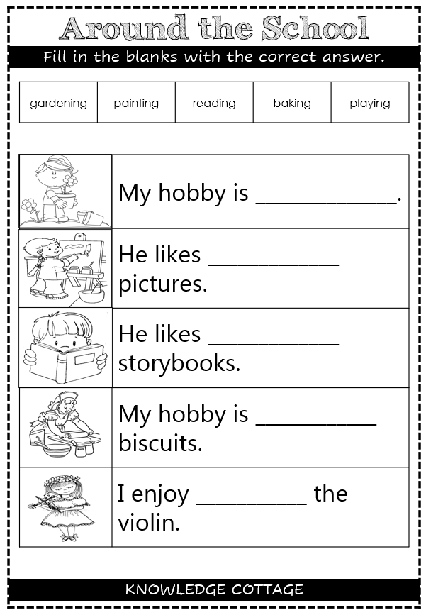 MY HOBBY WORKSHEET YEAR 1