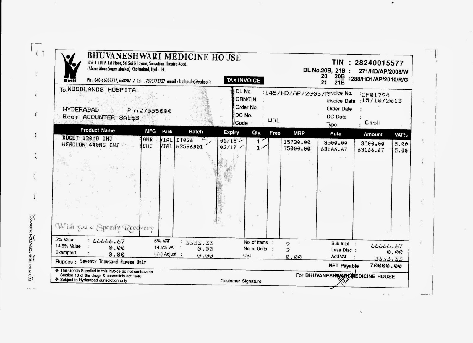 Chemist Bill Format In Word - New Invoice