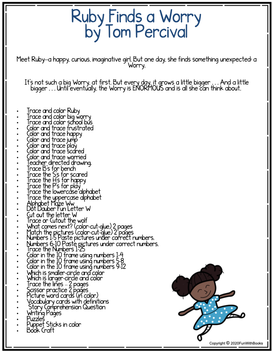 RUBY FINDS A WORRY BOOK UNIT AND CRAFT ~ Book Units by Lynn