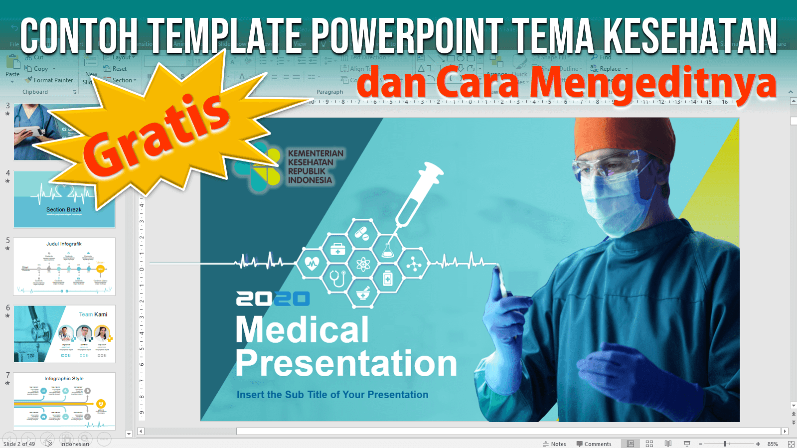 Contoh Template PowerPoint Gratis Tema Medical - PAKAR TUTORIAL