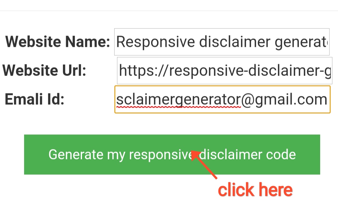 disclaimer page Generator for blogger