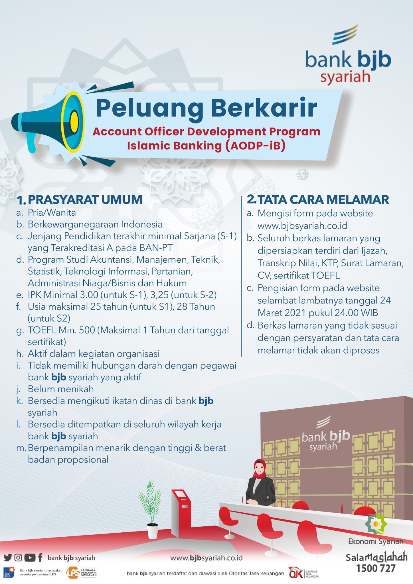 Lowongan Kerja Bank BJB Syariah Maret 2021