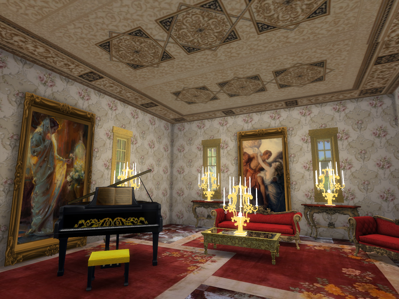 Anna Quinn Stories: Amazing Golden Ornamented Ceilings Set VII For SIMS 4