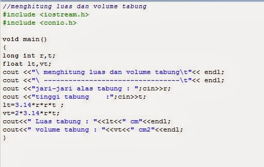 Boyzeru: Menghitung Luas Dan Volume Tabung Turbo C++