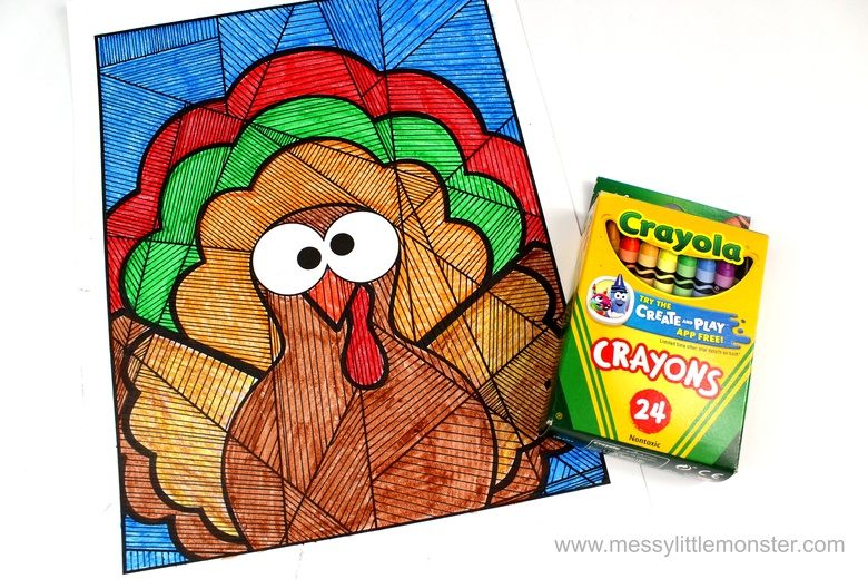 Coloring Page of Turkey - Line art project! - Messy Little Monster
