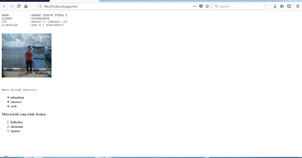 cara membuat biodata dengan html