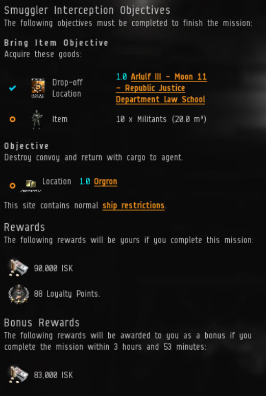 EVE Online Mission: Smuggler Interception L1 Serpentis