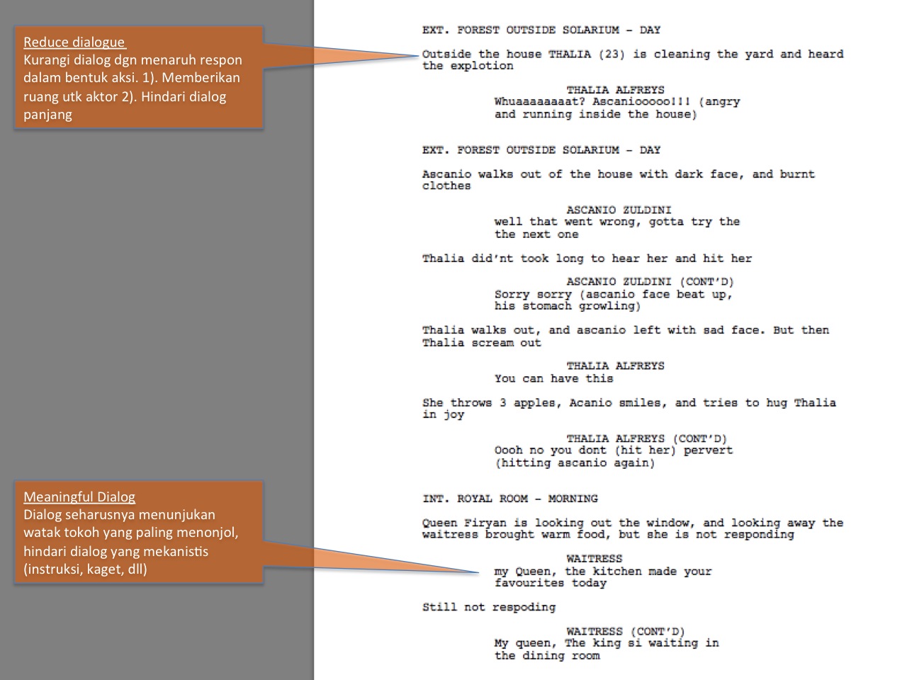 Contoh Pembelajaran Penulisan: Analisa Skrip Komik Karya Reno Waseso #1