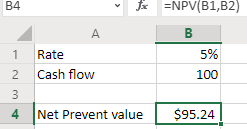 Excel - NPV function