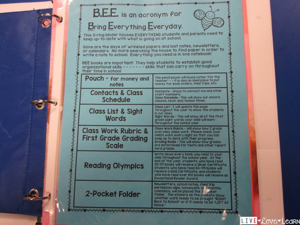 BEE Books - Parent Communication Binders