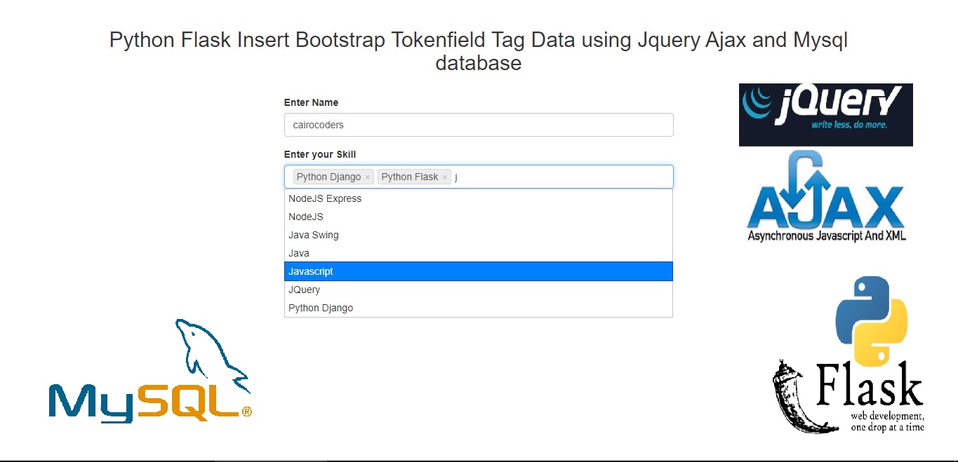 Python Flask Insert Bootstrap Tokenfield Tag Data using Jquery Ajax and ...