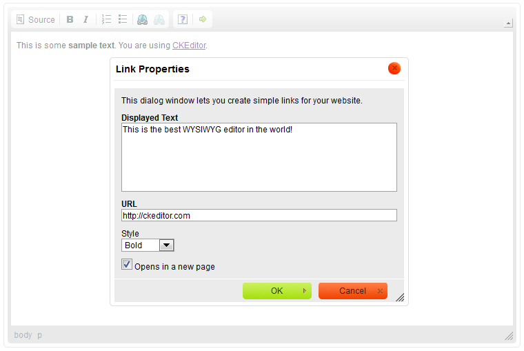 Code Samples: Creating a CKEditor Plugin with a Custom Dialog Window