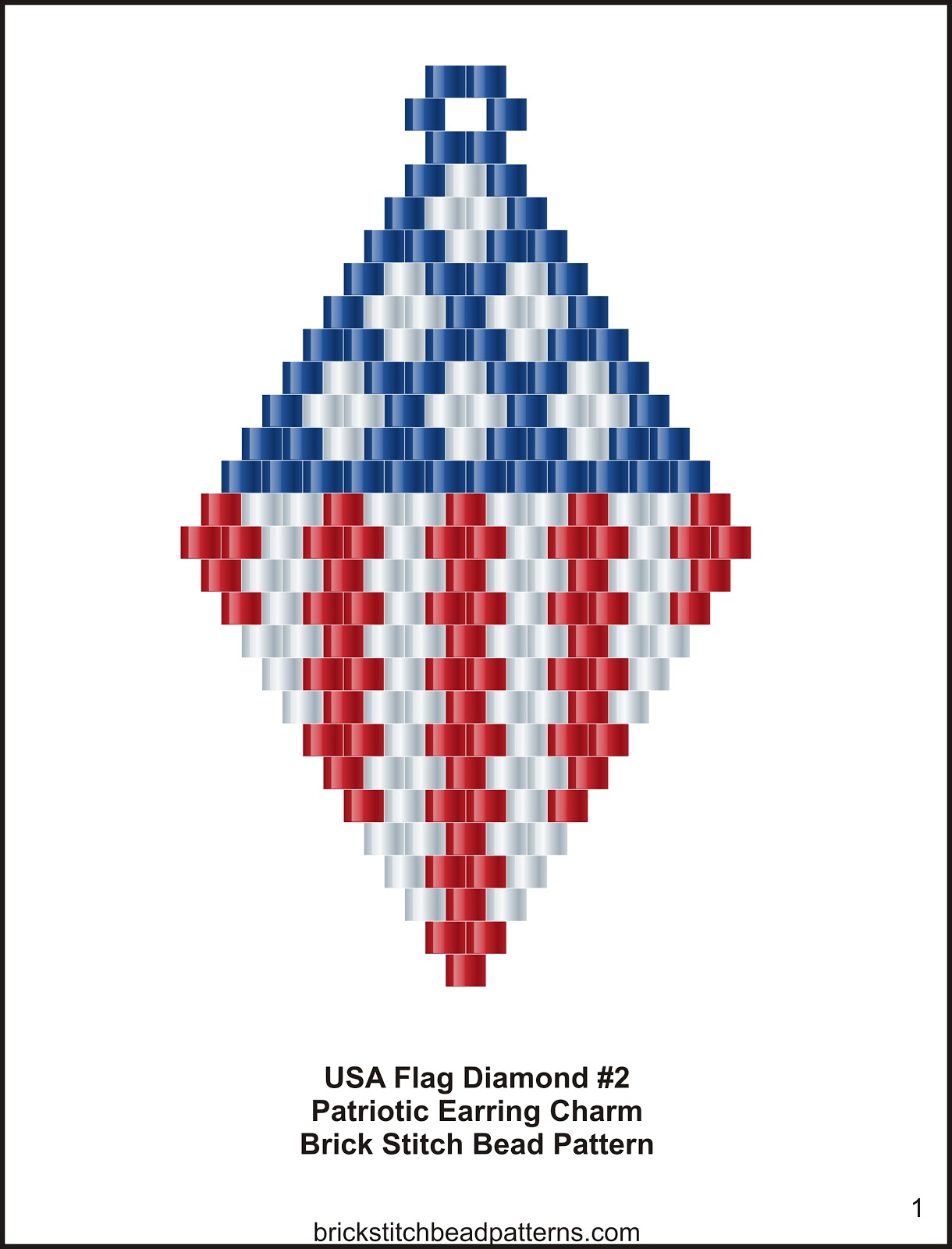 Brick Stitch Bead Patterns Journal: USA Flag Diamond #2 Brick Stitch ...