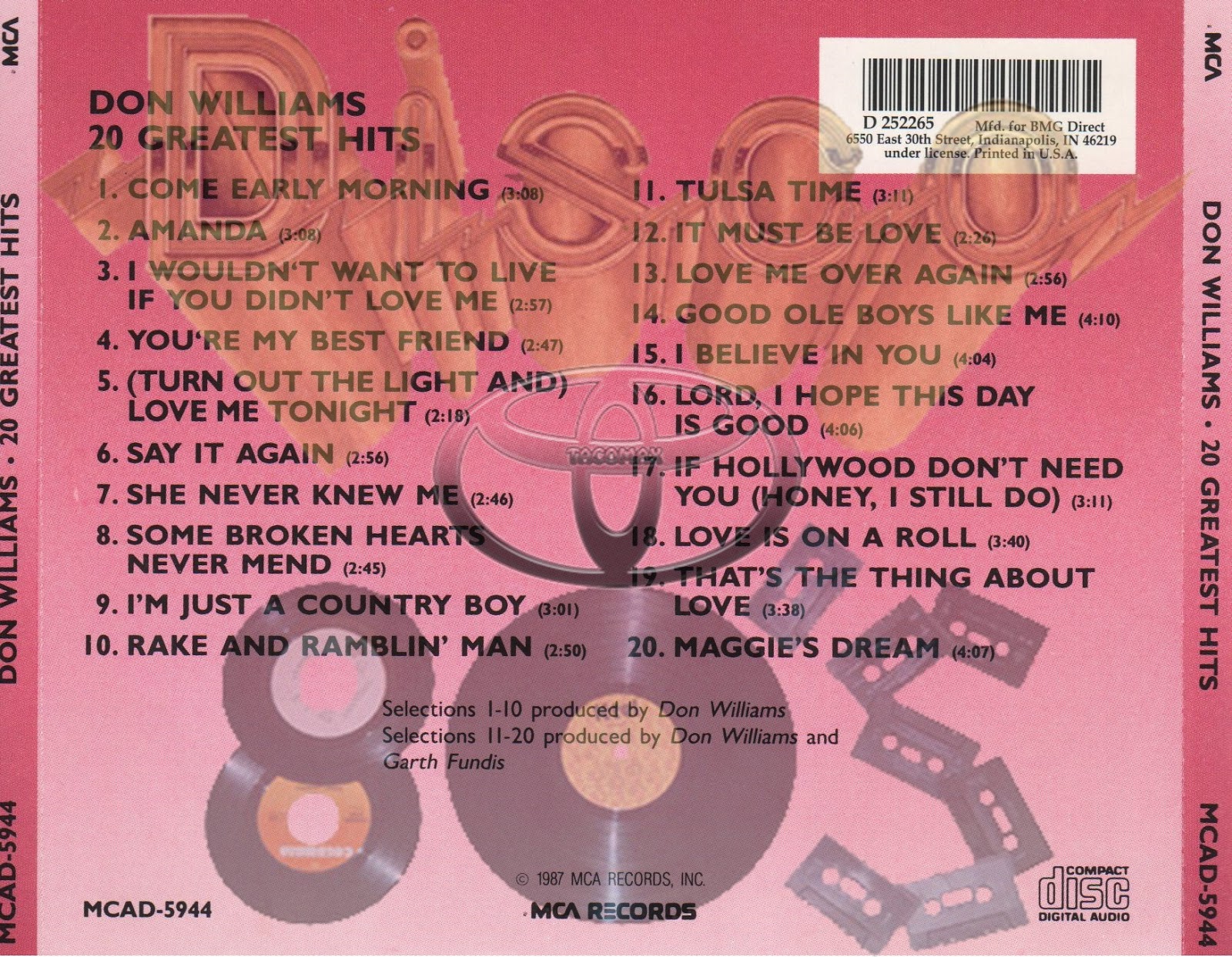 sɐɹǝdnɹƃ sǝuoıɔɔǝΙoɔ: DON WILLIAMS 20 greatest hits