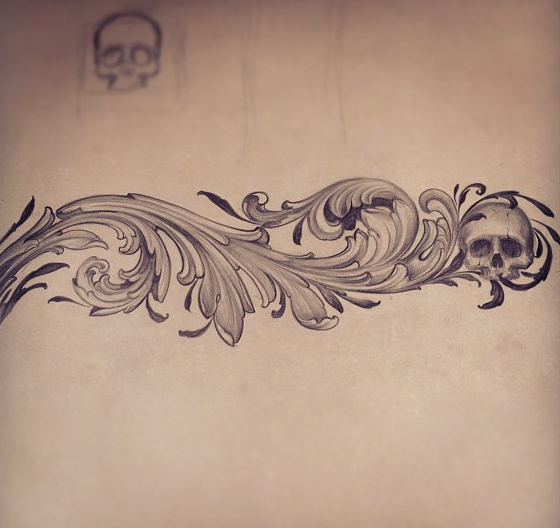 Kat Von D's Blog: Filigree + Skulls-Two of my favorite things. (Sketch ...