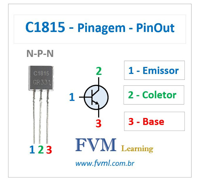 Pinagem - Pinout - Transistor - NPN - C1815 - Características - FVML