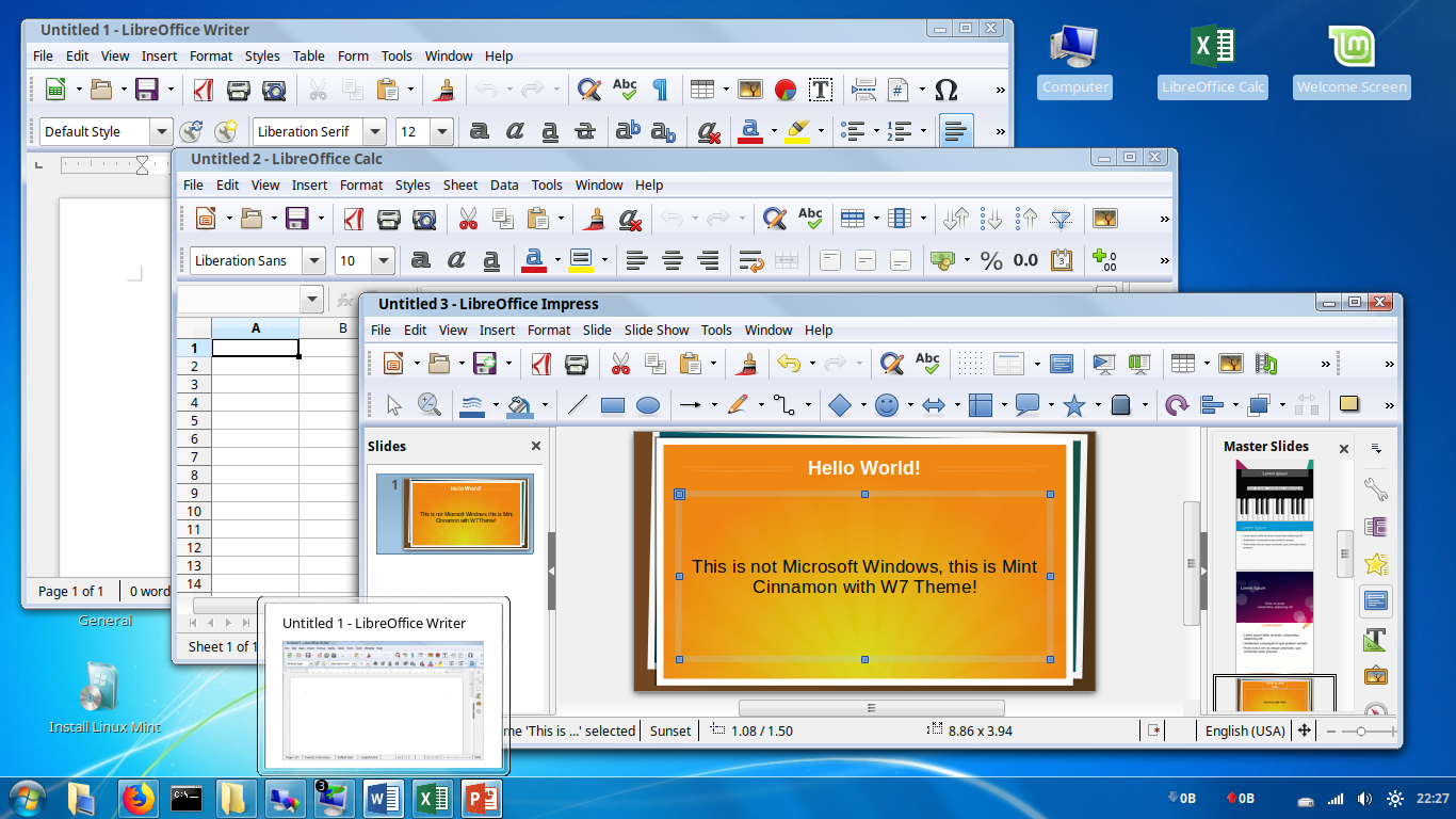 Linux Mint with Windows 7 Theme