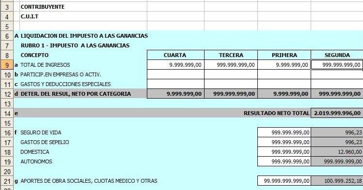 Modelo En Excel Formulario Liquidación De Impuesto A Las Ganancias