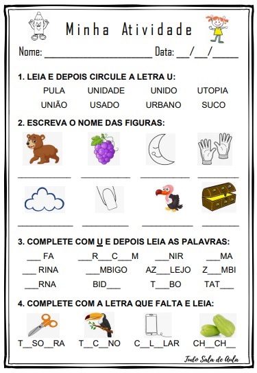 Atividade letra U - Alfabetização