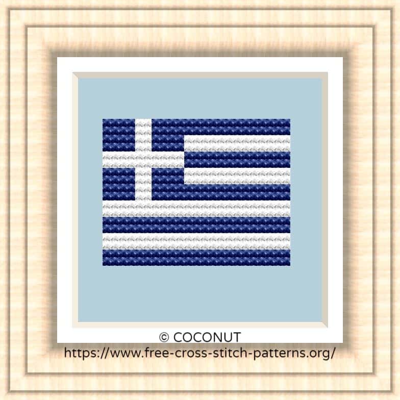 NATIONAL FLAG OF GREECE CROSS STITCH CHART | Free cross stitch pattern