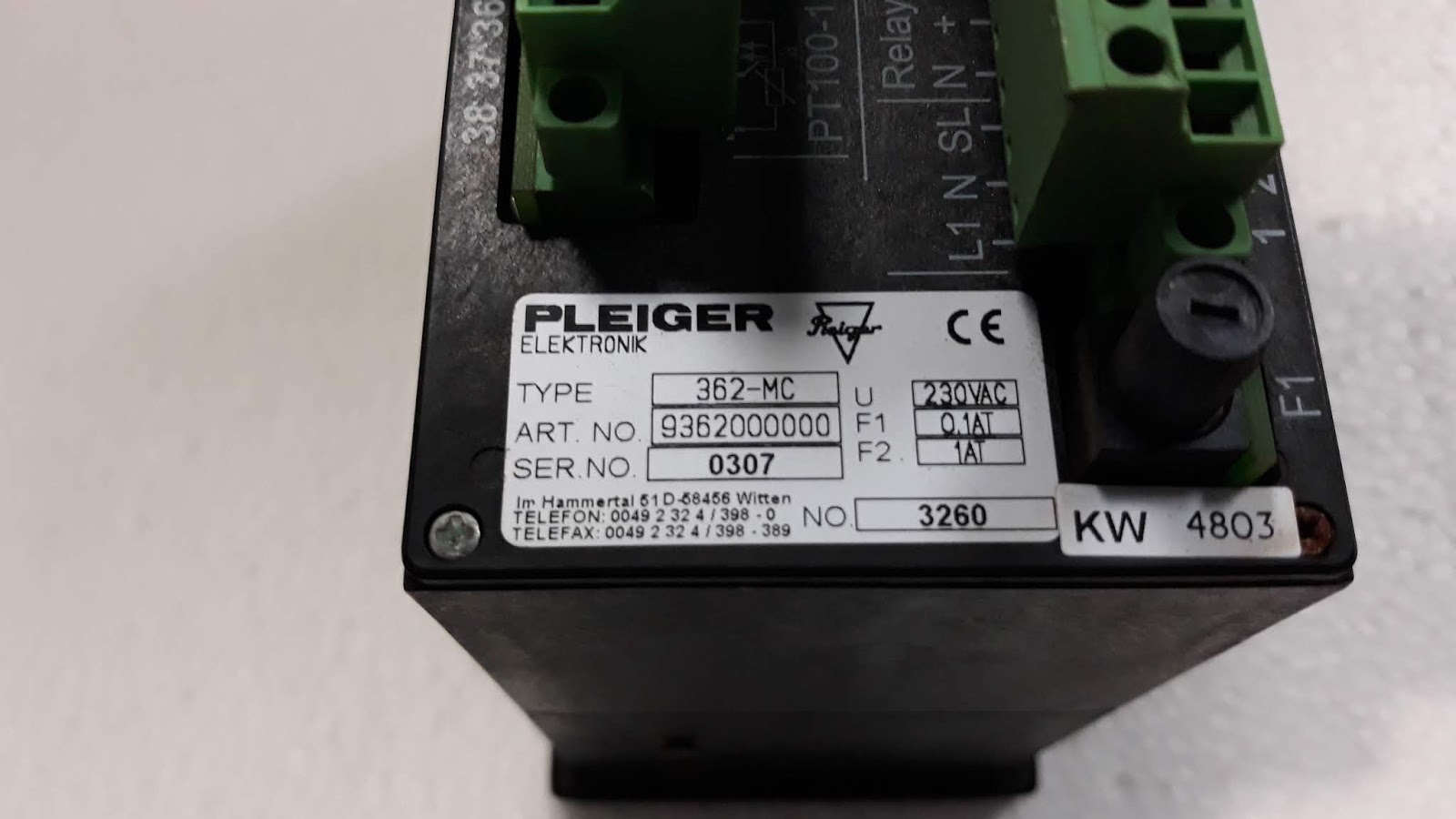 PLEIGER ELEKTRONIK 362MC UNIVERSAL CONTROLLER 230 VAC