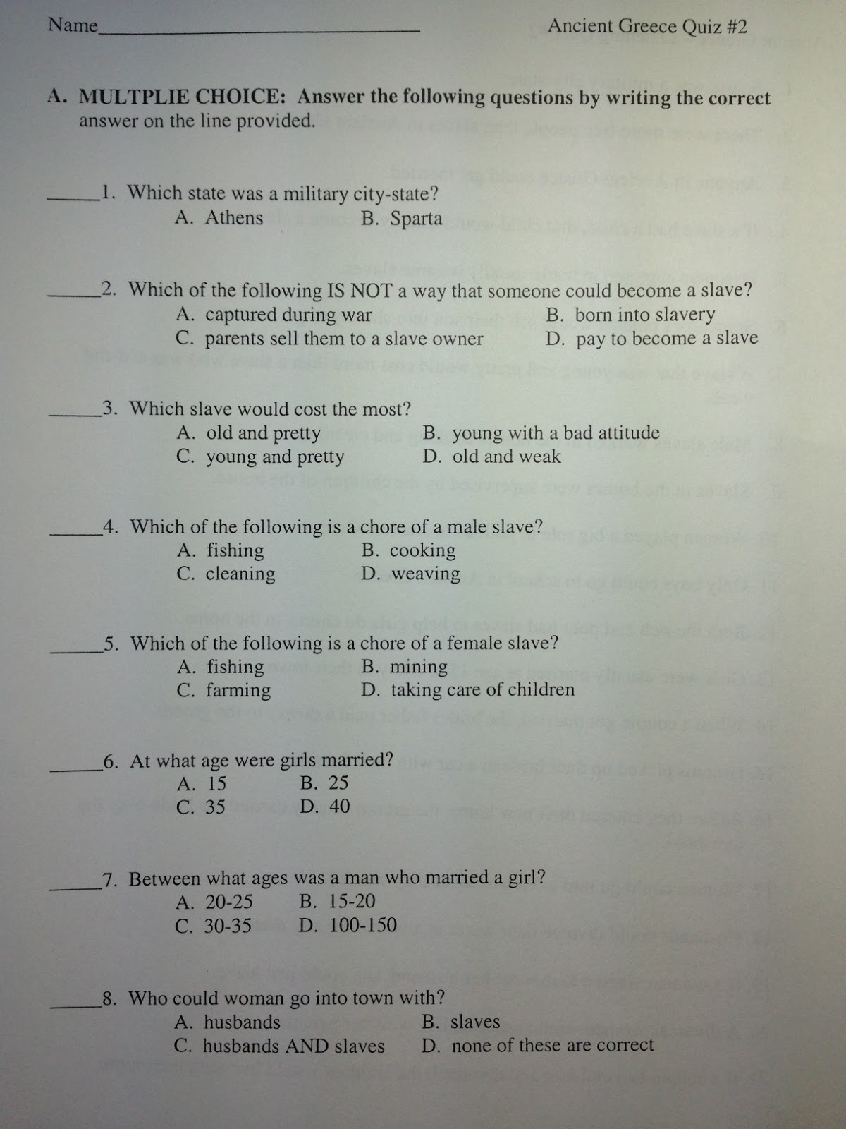 Mr. T's Social Studies: Unit 5: Ancient Greece & Rome - Quiz #2 & Notes ...