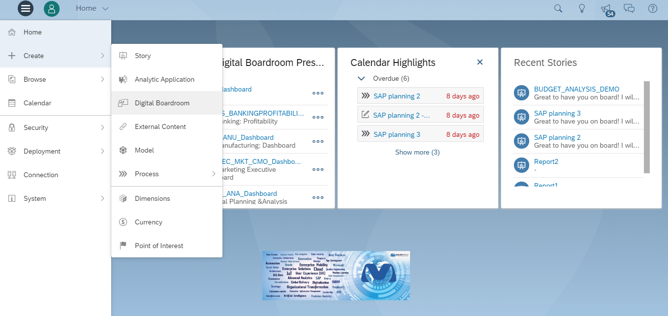 Creation of Digital Boardroom in SAC