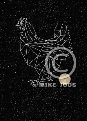 mike joos art: Chicken Laying Moon Egg Constellation
