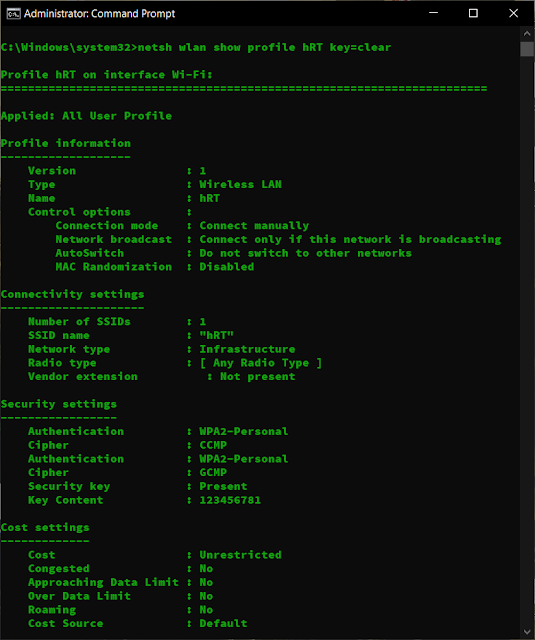 See previously connected WiFi passwords using Command Prompt