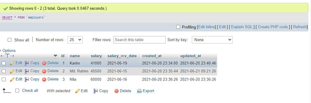 MySQL trigger to see previous data history