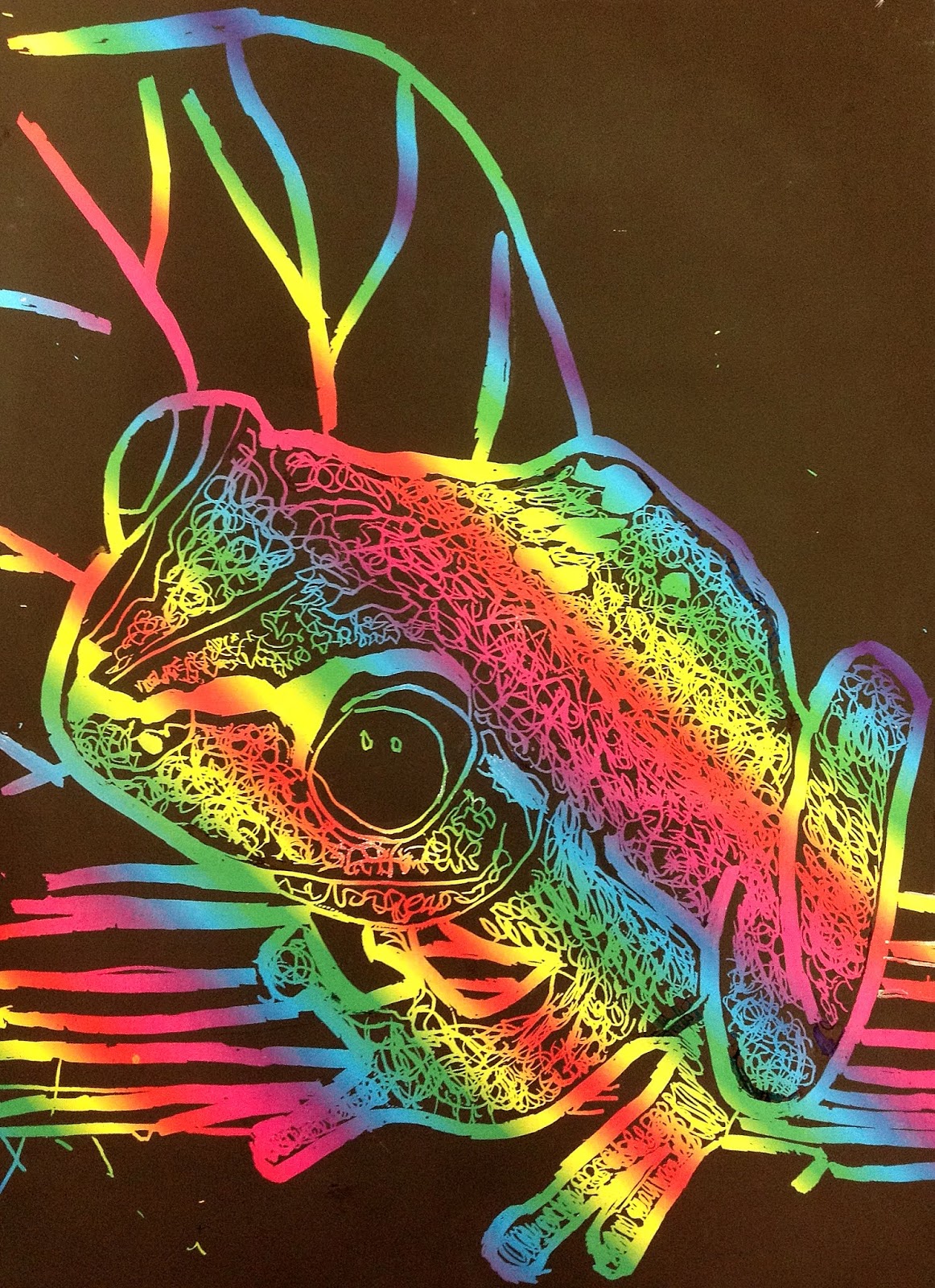 MIXED MEDIA SCRATCH ART - Frogs