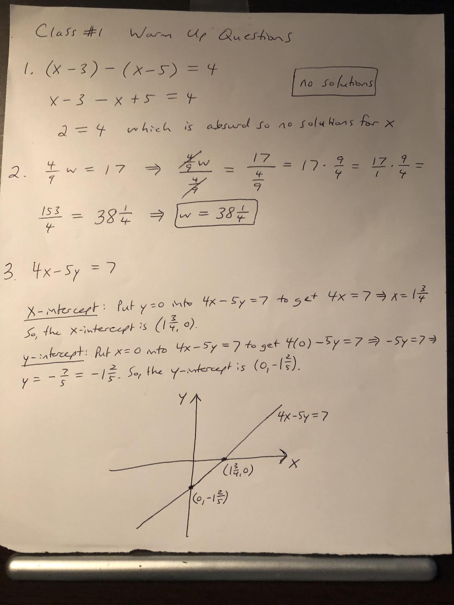 Professor Frank’s Math Blog: Class #1 Answers to Warm Up Questions