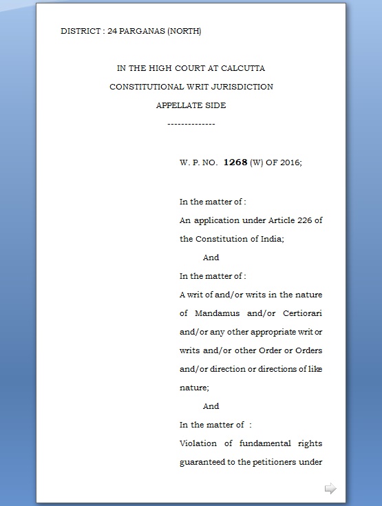 Writ Petition Format in Word Format