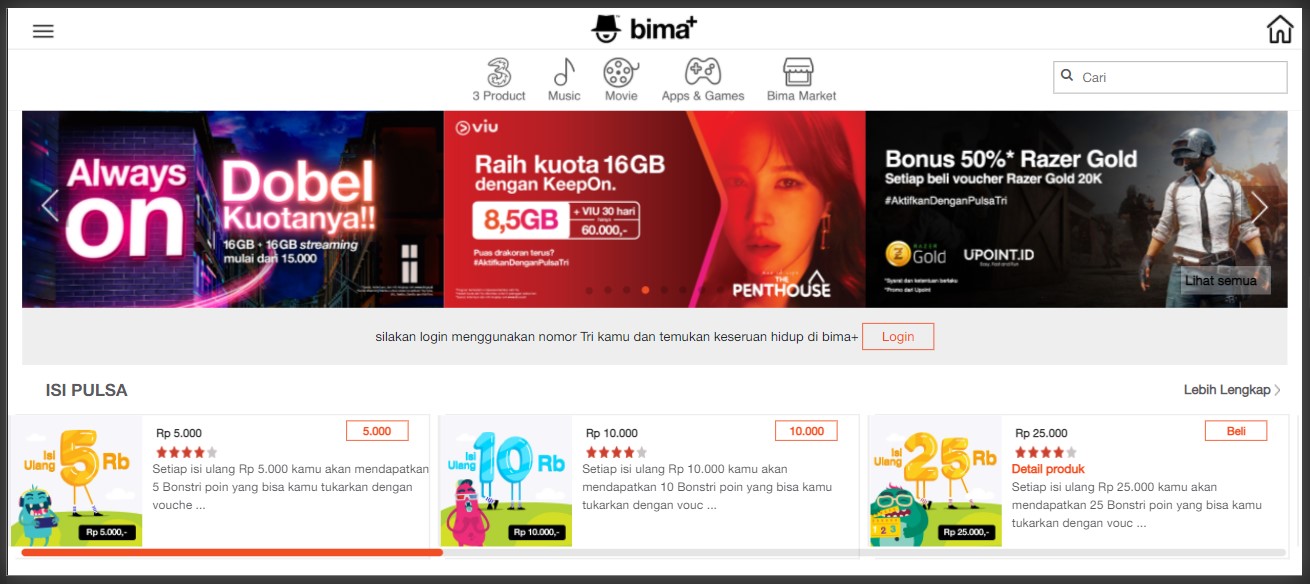 Cara Mudah Login Bima Tri via Web dan Aplikasi [Solusi plus Alternatif]