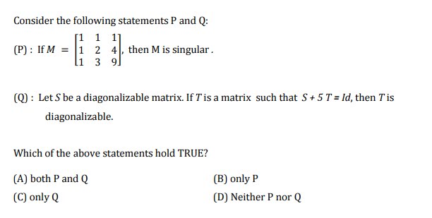 Linear algebra questions (GATE)