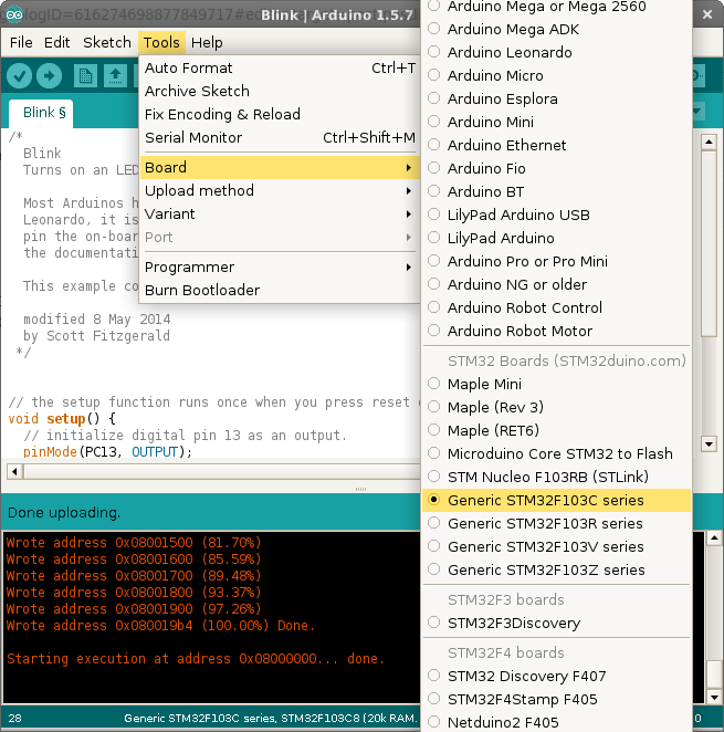 Arduino Chipkit Launchpad: Programmer simplement le STM32F103C8T6