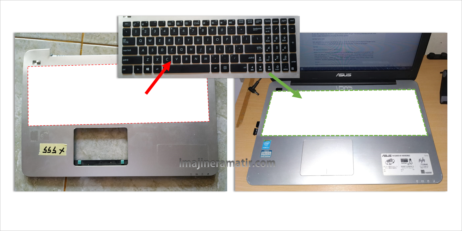 Memodifikasi Frame Keyboard Laptop Asus X555LA Jepang untuk dipasangi ...