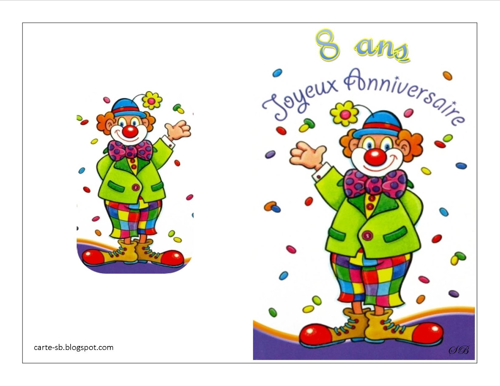 Carte gratuite à imprimer: Carte anniversaire 8 ans à imprimer